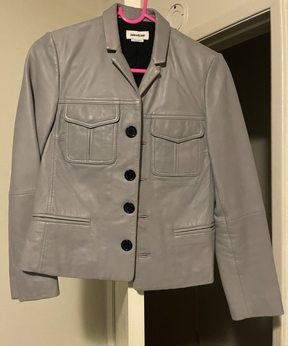 Zadig & Voltaire Liam Lamb Leather Jacket Coat XS Gra… - Gem