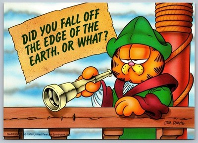 Postcard Garfield The Cat Jim Davis 1978 Did You Fall Off Edge Of Earth ...