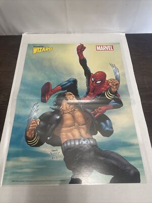Vintage 90s double sided Wizard Poster Comics Marvel Spider-Man Gi Joe ...