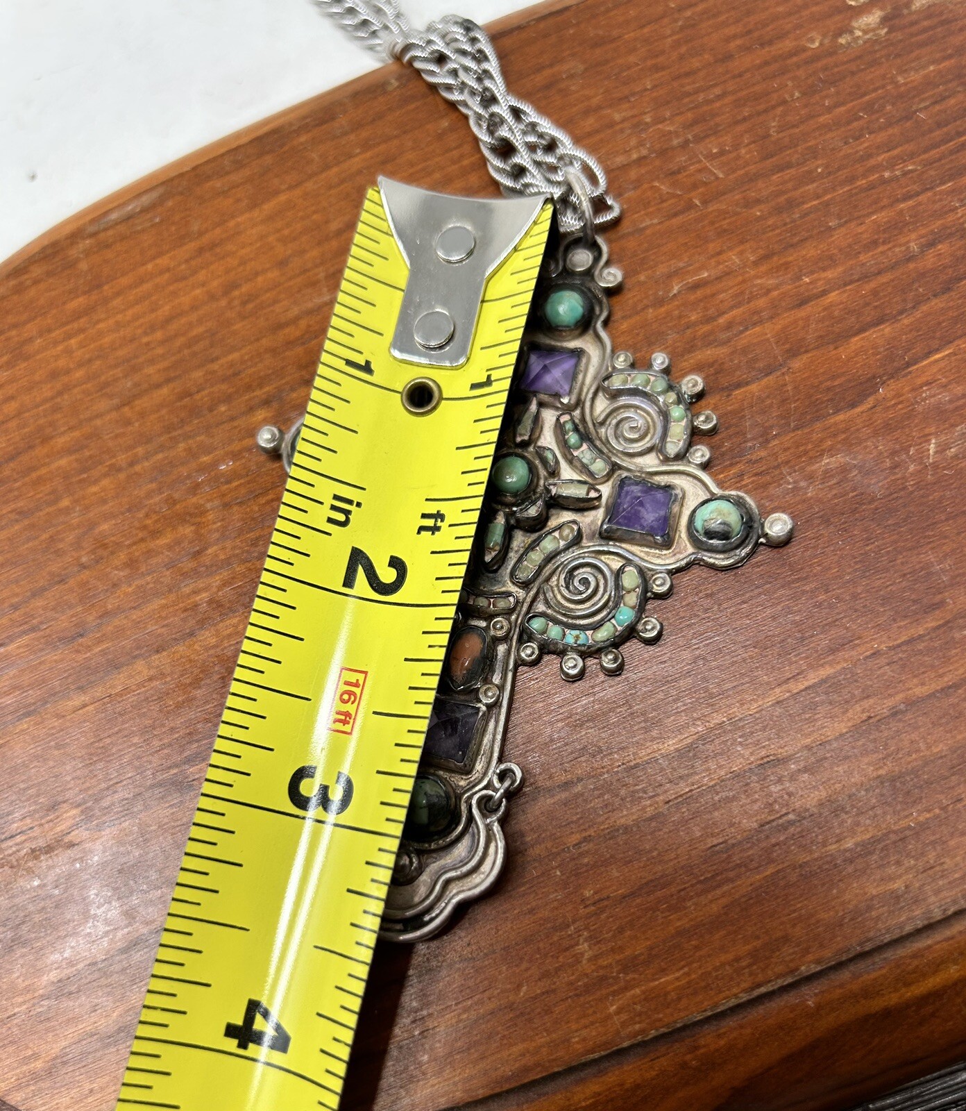 Early Matl Sterling Silver Turquoise Amethyst Bracele… - Gem