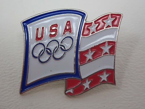 USA Waving Olympic Rings Pin Vintage Red white Blue Metal Enamel | eBay
