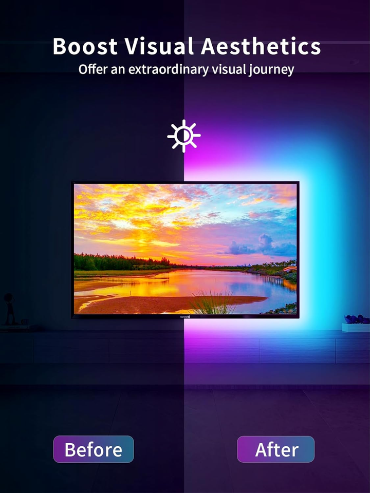 LED Lights for TV, 16.4Ft TV LED Backlight for 50-75In, RGB TV LED ...