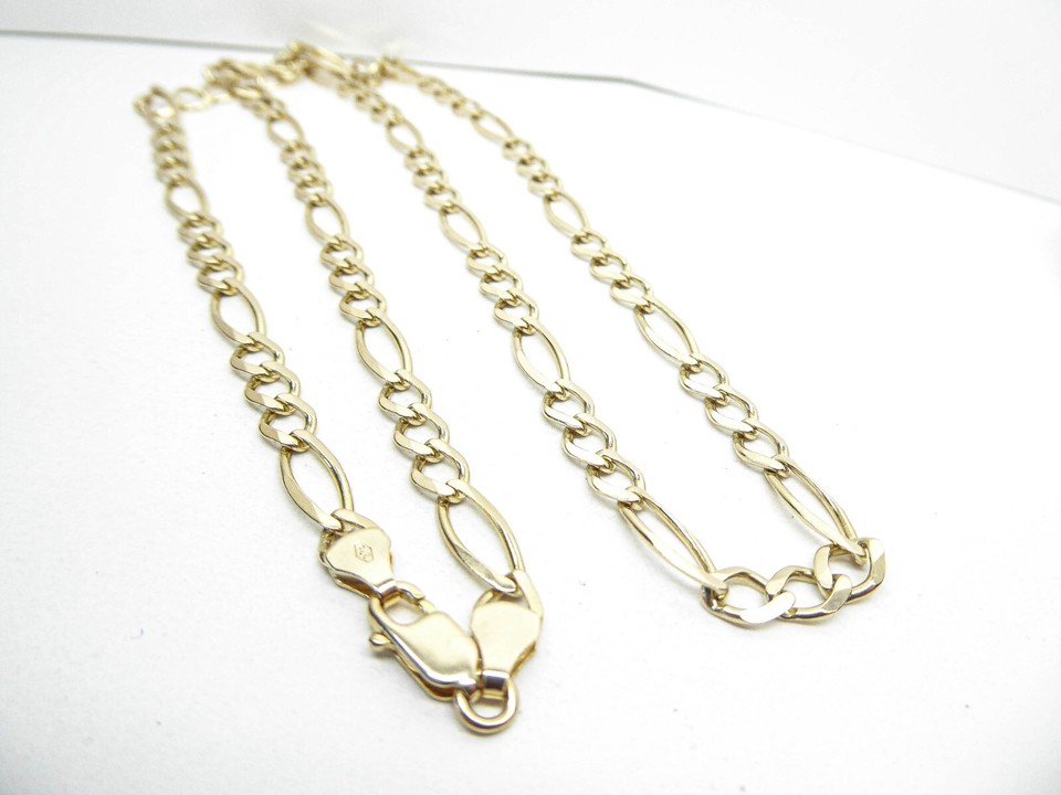 9ct Gold Figaro Chain Solid Link Hallmarked 15.1 grams 22'' with gift ...