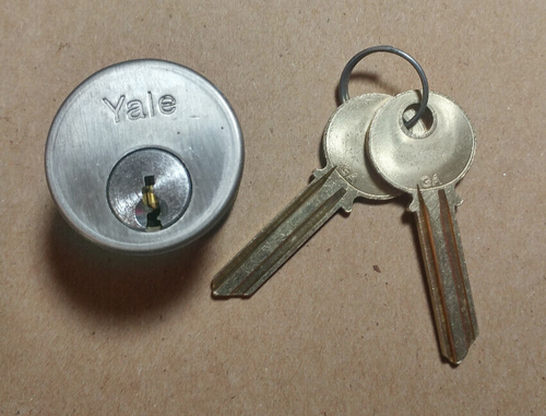 YALE MORTISE CYLINDER 1 1/8" LONG, ZERO BITTED, GA KEYWAY, SATIN CHROME ...