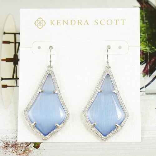NWOT Kendra Scott Alex Earrings Cat's Eye Periwinkle Silver Tone | eBay