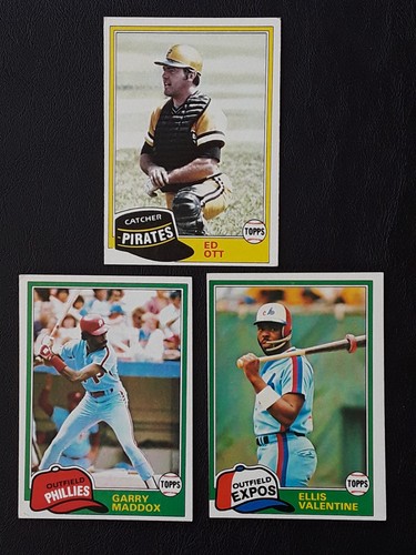 1981 Topps Baseball Cards. 3 Card Lot. Ed Ott/Garry Maddox/Ellis ...
