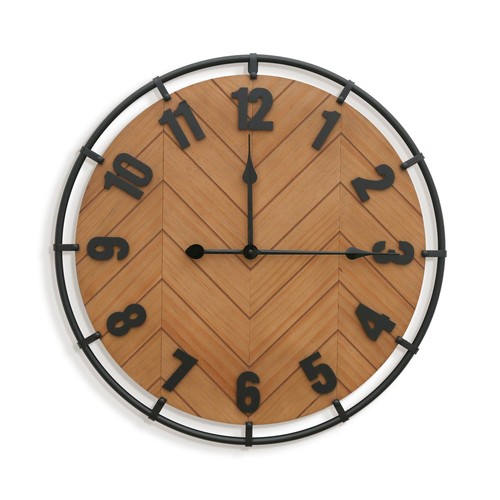 27in Farmhouse Large Wall Clock, Vintage Rustic Wooden Wall Decor Metal ...
