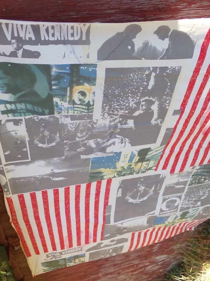RARE 1960's JFK Viva John F. Kennedy Campaign Cloth Printed Sheet ...