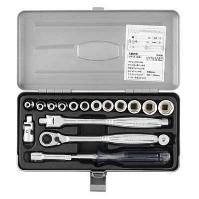 TONE Socket Wrench Set 1800M ( 19 pcs, 1/4" Drive, Silver ) | eBay