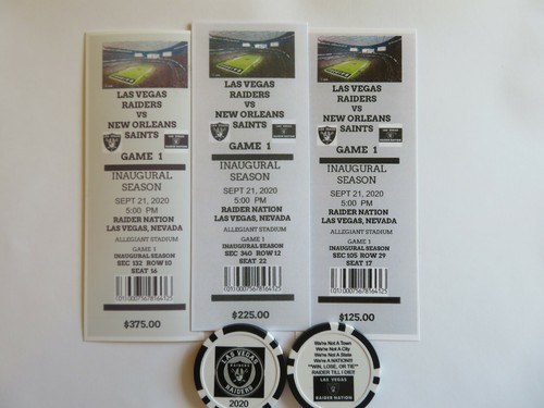 LV RAIDERS 2020 NFL DEBUT "FANTASY TICKET" 1st HOME GAME vs N.O. SAINTS ...
