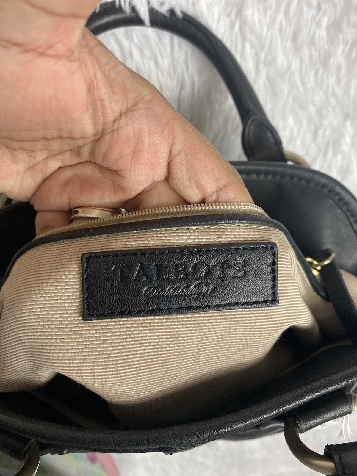 Talbots Purse Black Leather Mini Pouch Handbag Handle Bag | eBay