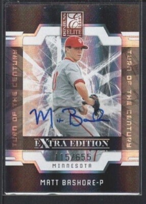 MATT BASHORE 2009 DONRUSS ELITE EXTRA #7 TOC AUTOGRAPH TWINS #/655 SP ...