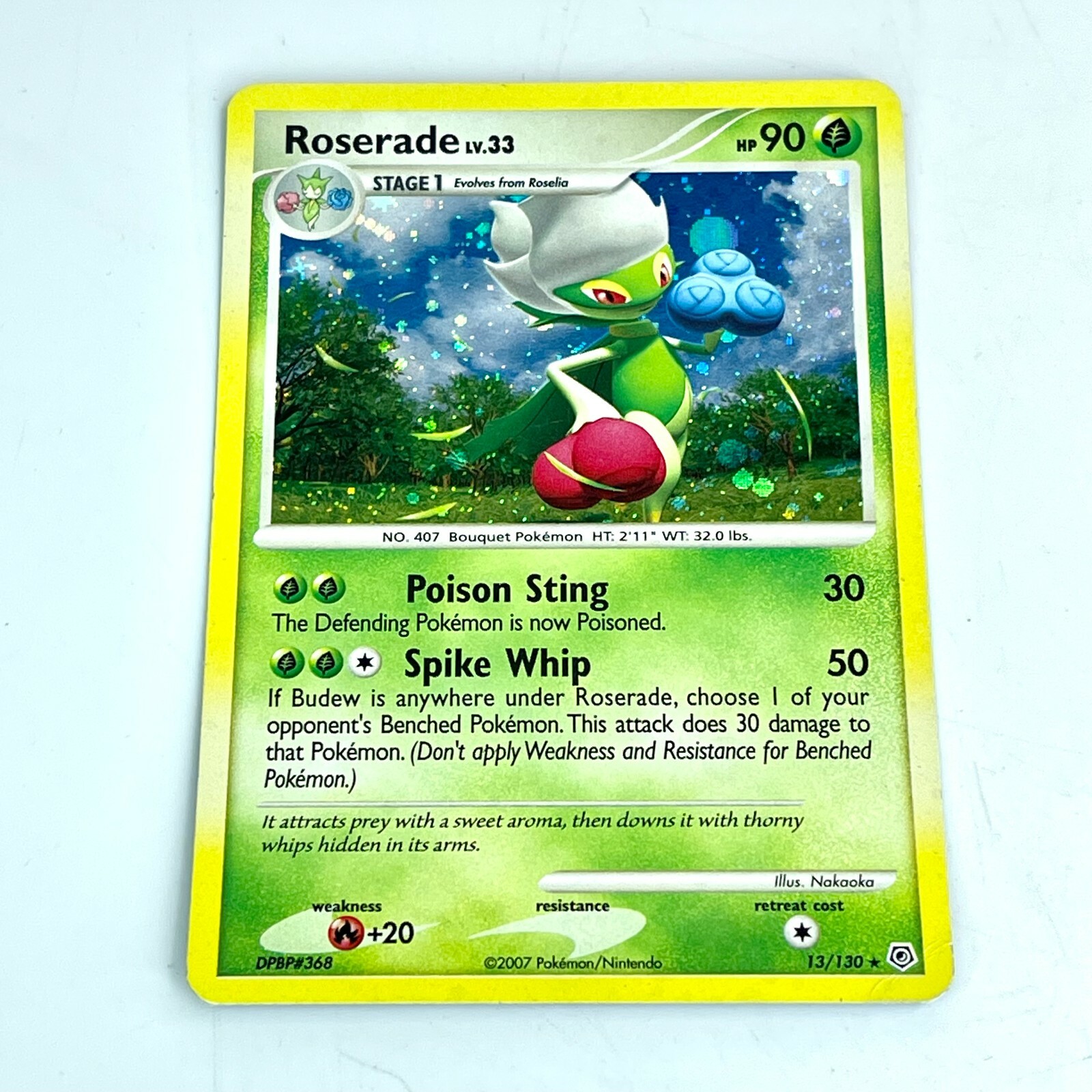 Pokemon Roserade 13/130 - Diamond & Pearl Holo Rare - 2007 Trading Card ...