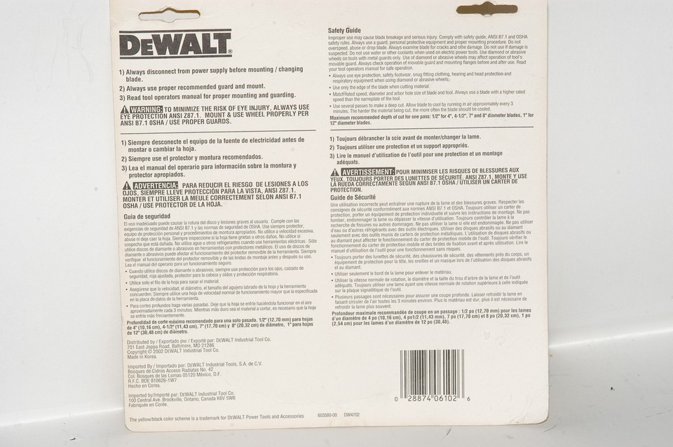 Dewalt DW4702 Diamond Blade, Diamond Wheel, 7-In. 3 product ratings | eBay
