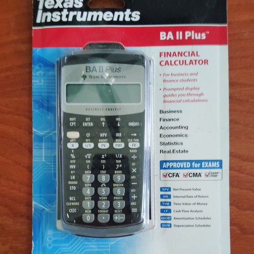 Texas Instruments BA II Plus Financial Calculator, Black, New Sealed ...