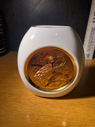 The Art of Chokin 24K Gold 5 Inch Varse of Peacocks Porcelain Vase ...