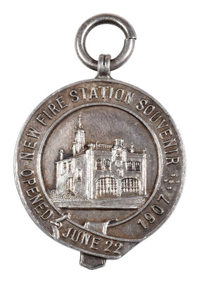 Antique Erith Fire Brigade 1907 New Fire Station Silver Enamel Souvenir ...