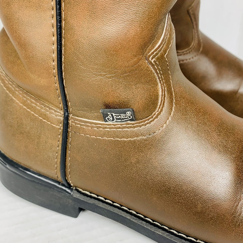 Justin Basics JB3001 Womens Clay Brown Leather Temple Roper Cowboy ...