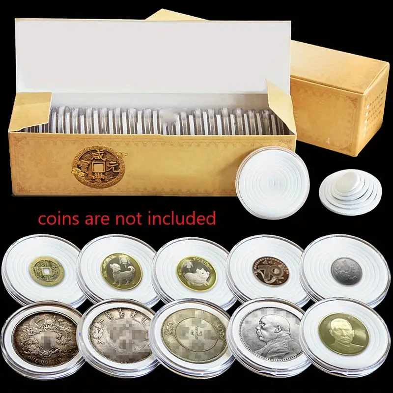 20PCS 46mm Clear Coin Storage Box Round Plastic Case Capsules Container ...