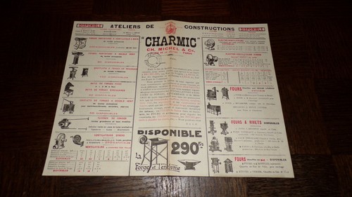 PUBLICITÉ CHARMIC - Paris - Forges portatives - Forgeron - Compresseurs ...