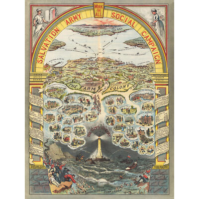 Map Salvation Army 1910 Work For All Huge Wall Art Poster Print | eBay ...