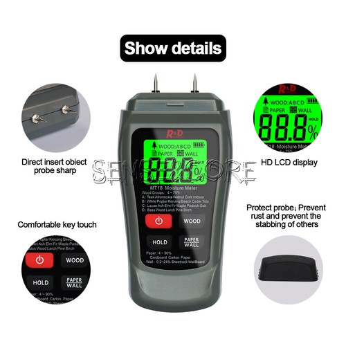Digital Wood Moisture Meter Portable Wood Damp Meter with Large LCD ...
