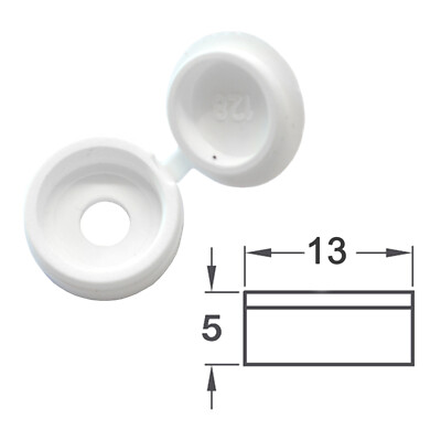 WHITE Plastic Hinged Screw Covers with Snap on Cap for Wood Screws ...