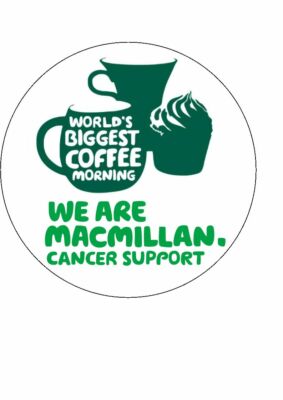 7.5" Macmillan Cancer Support Coffee Morning PRE-CUT ICING DISC Cake ...