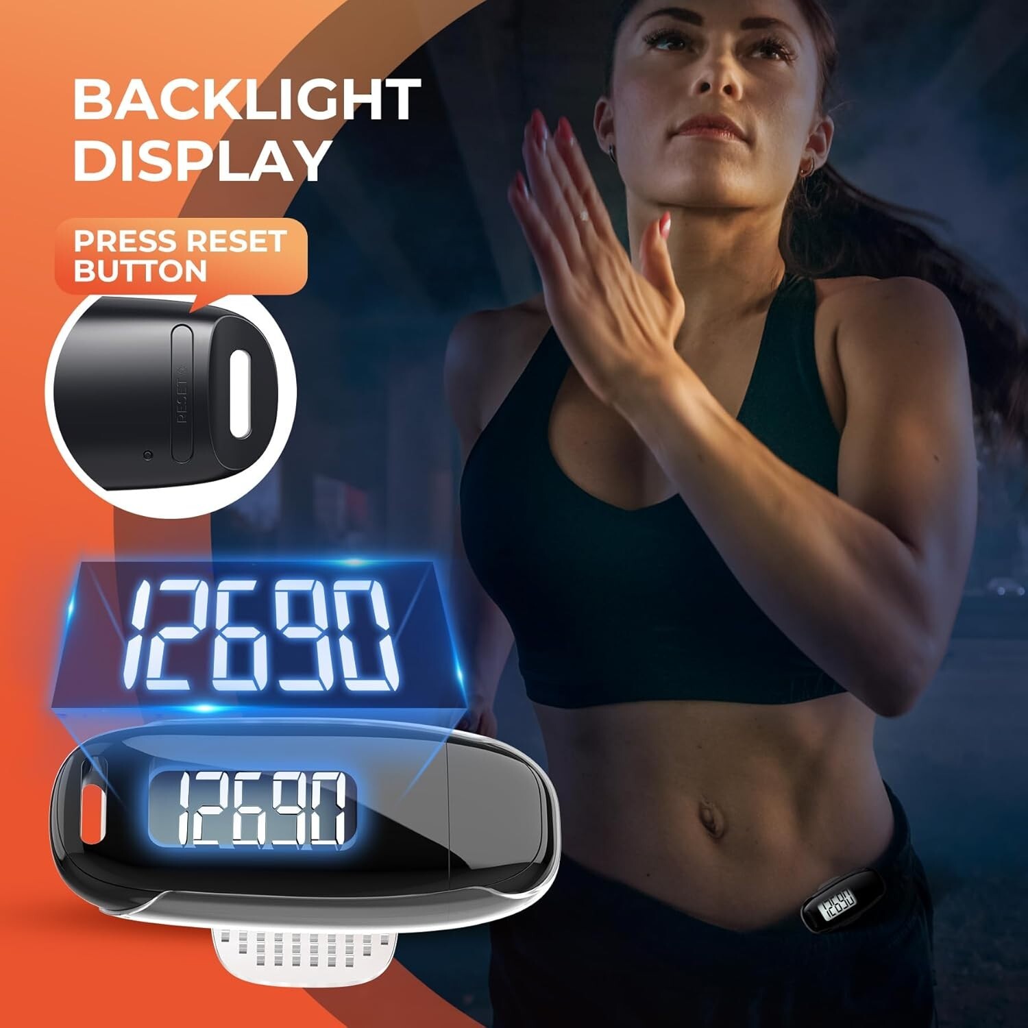 3D Pedometer Step Counter USB Rechargeable Clip Tracker for Walking ...