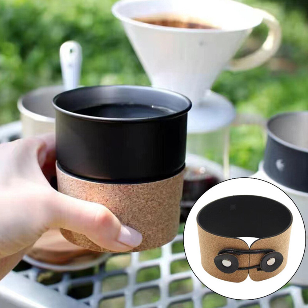 Cork PU Leather Mug Case Adjustable Cup Sleeve for Coffee Tea Hot Cold ...