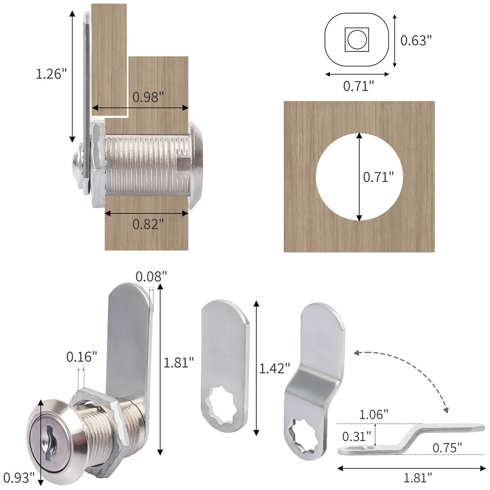 2 Pack 25mm 1" Cylinder Cam Locks with Keys Secure Camper Cabinet Cam ...