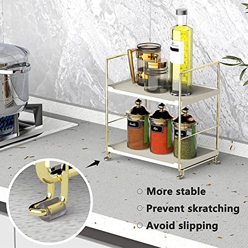 2tier Kitchen Spice Rack Freestanding Stackable Organizer Shelf ...