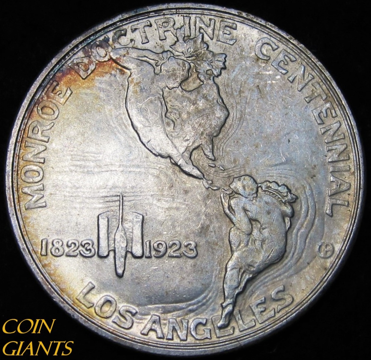 1923-S Monroe Adams Commemorative Silver Half Dollar Toned Uncirculated ...