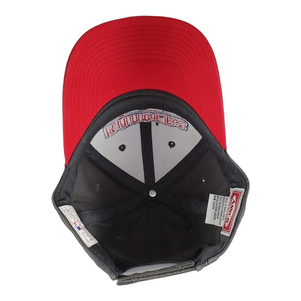 Annco 90s Texas Rangers MLB Baseball "Hook and Loop" Hat Grey & Red ...