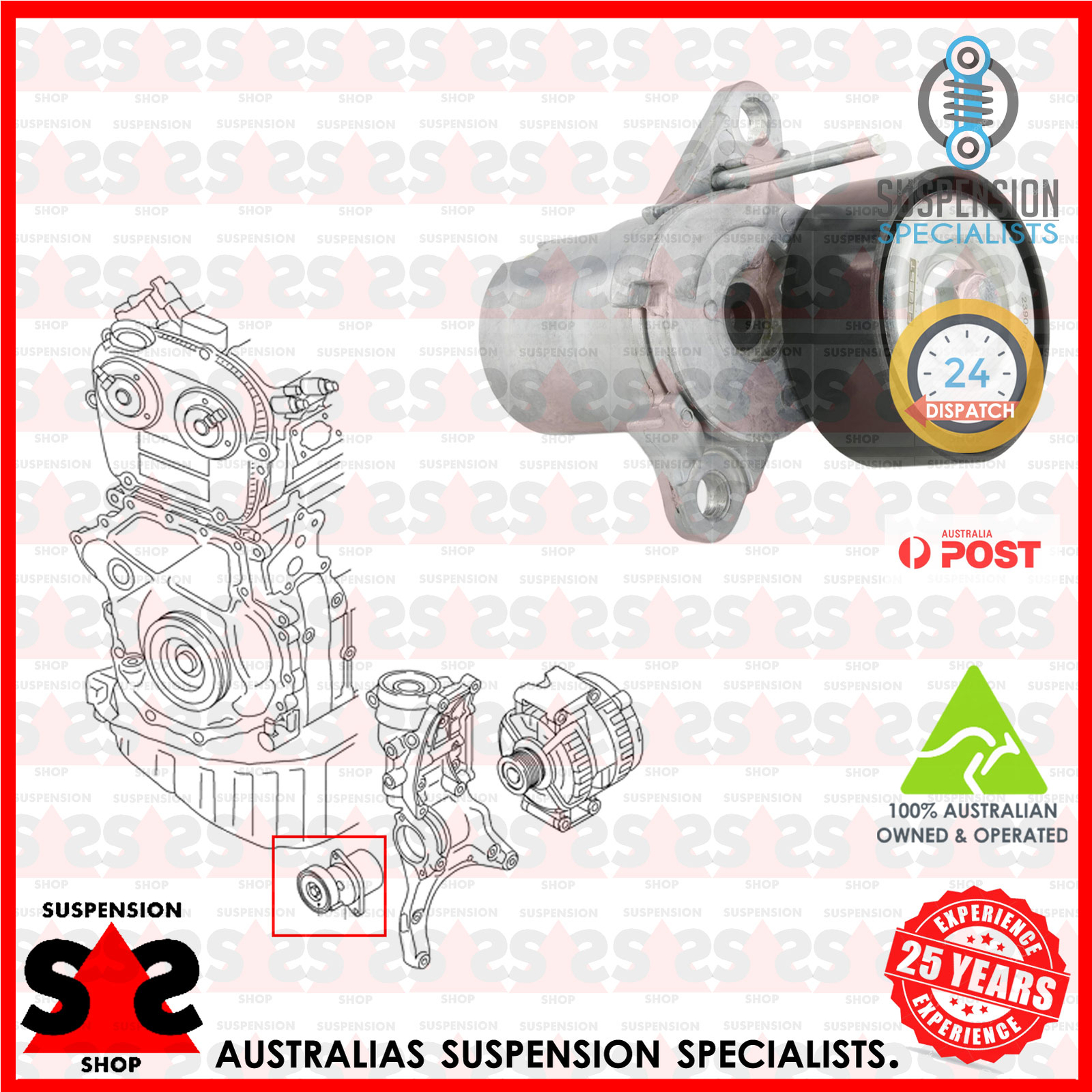 Belt Tensioner, V-Ribbed Belt Suit AUDI Q3 (8Ub, 8Ug) 2.0 TFSI quattro ...
