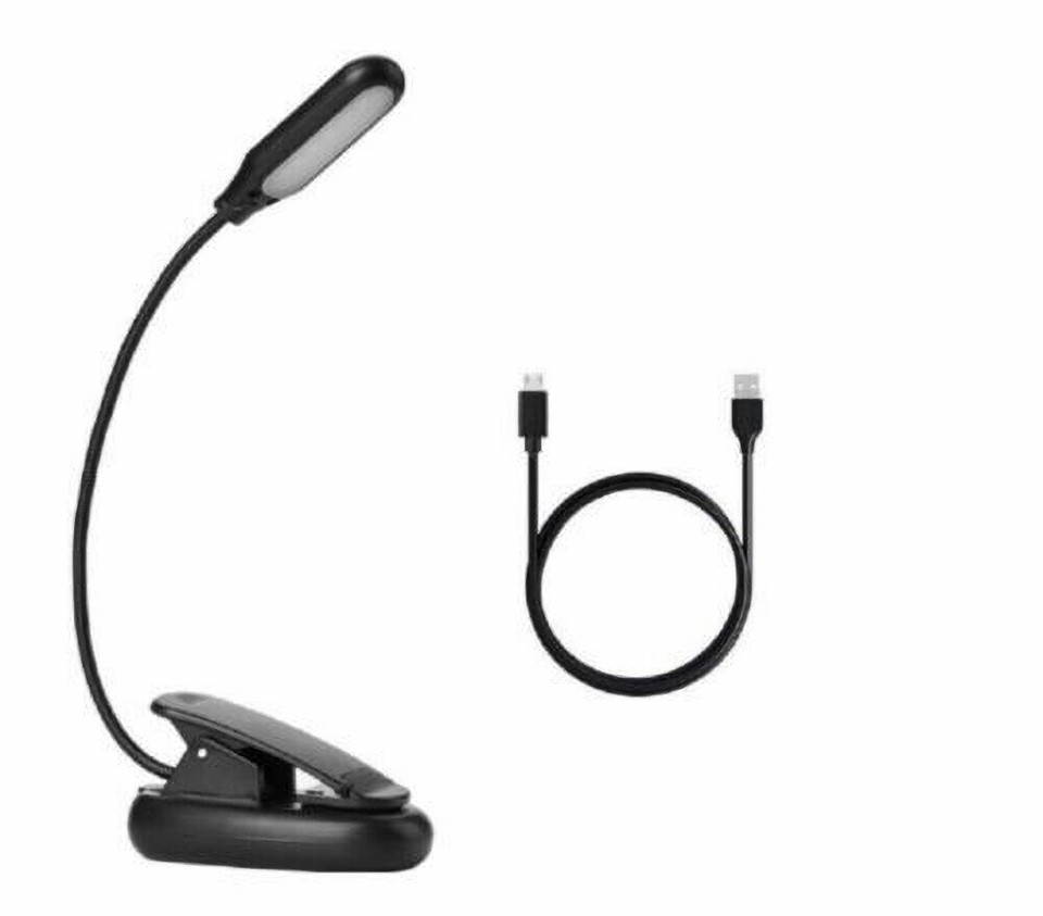 Small Table LED Reading Book Light USB Rechargeable Flexible Clip Desk ...