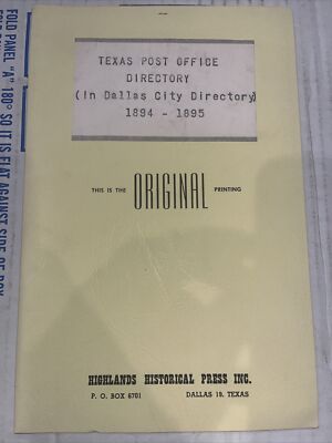 Texas Post Office Directory 1894-1895 | eBay