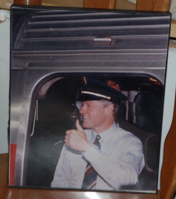 Bill Clinton Photograph on a train w/ conductor hat Photo Matte Finish ...