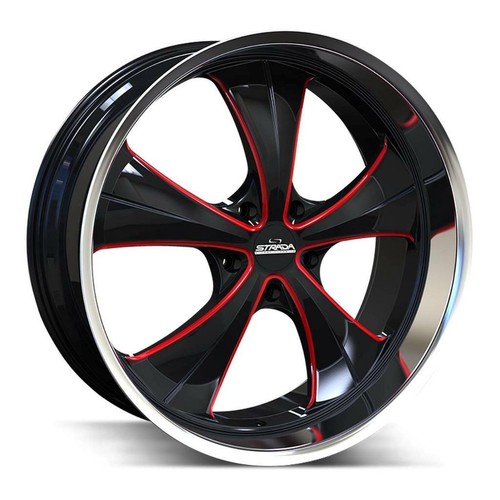 24 inch 24x10 Strada OLD SKOOL Black Candy Red wheels rims 5x115 +15 | eBay