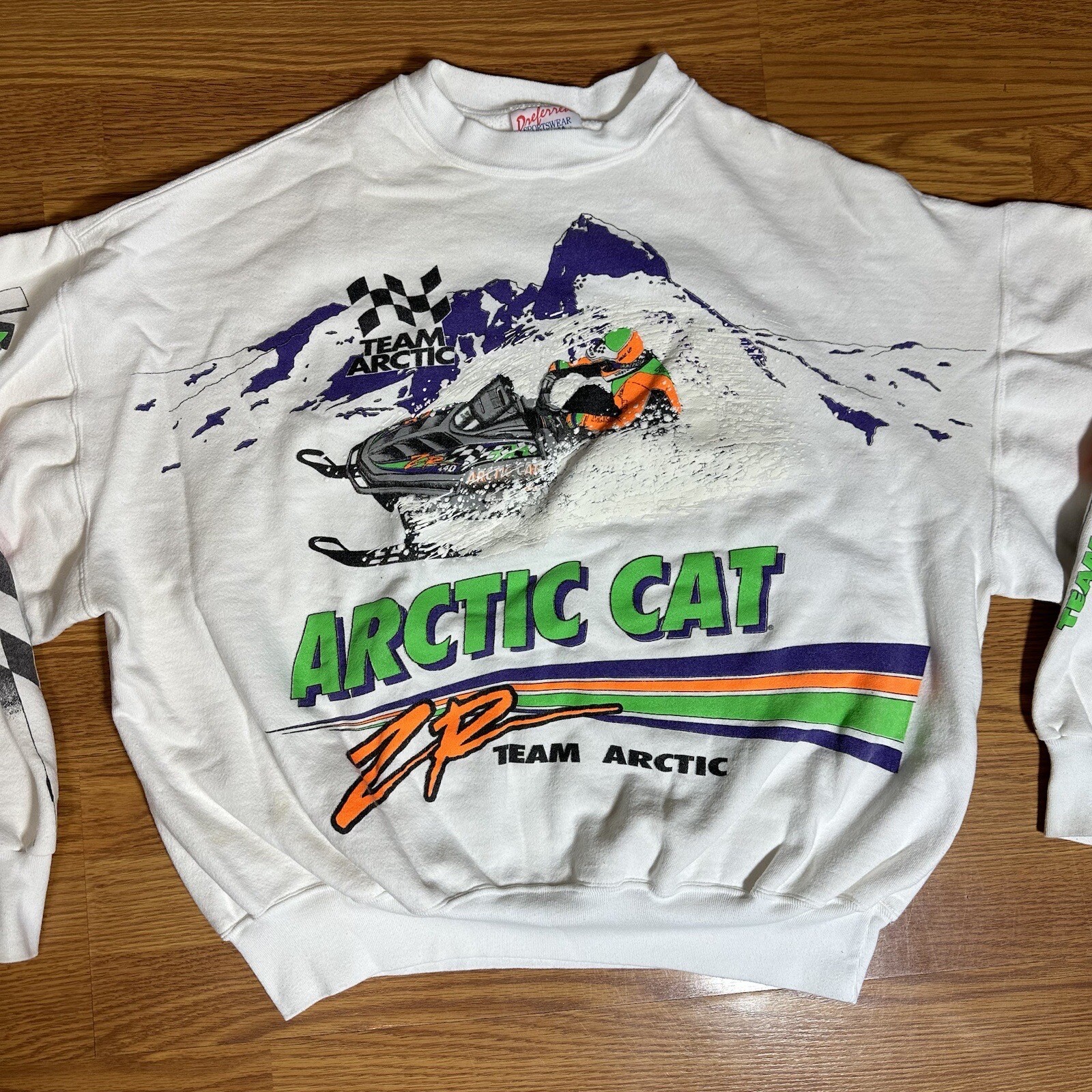 Vintage Team Arctic Cat Racing All Over Print Sweatshirt 90s Rare Snowmobile B4 | eBay