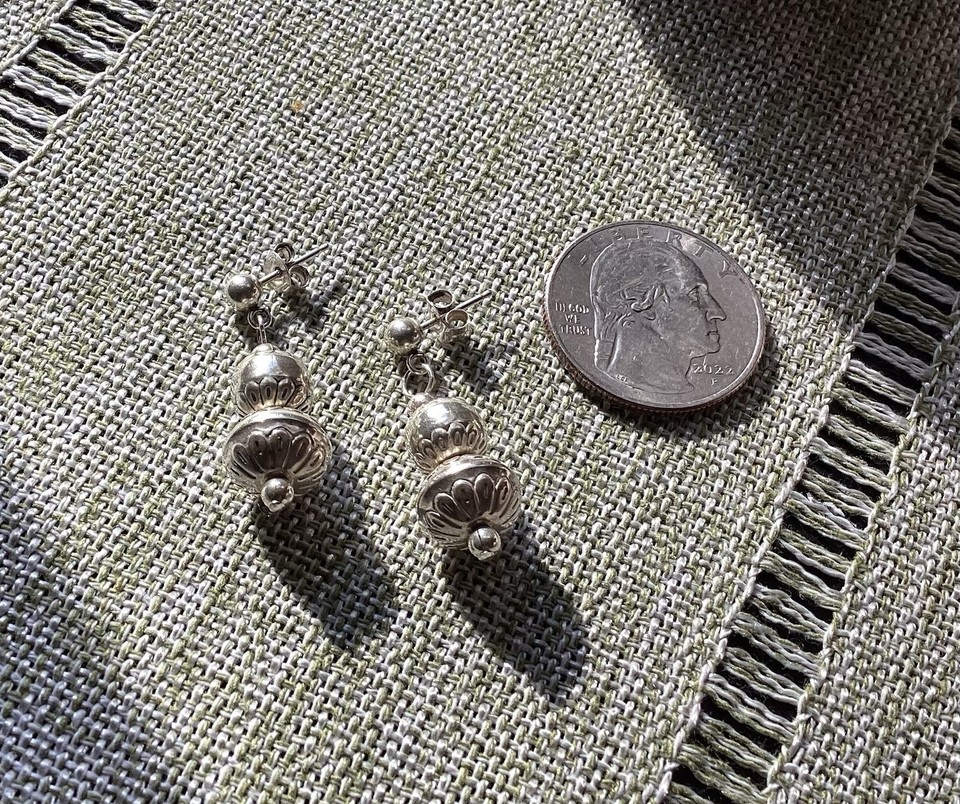 Native American Sterling Silver Ball Bead Earrings | eBay