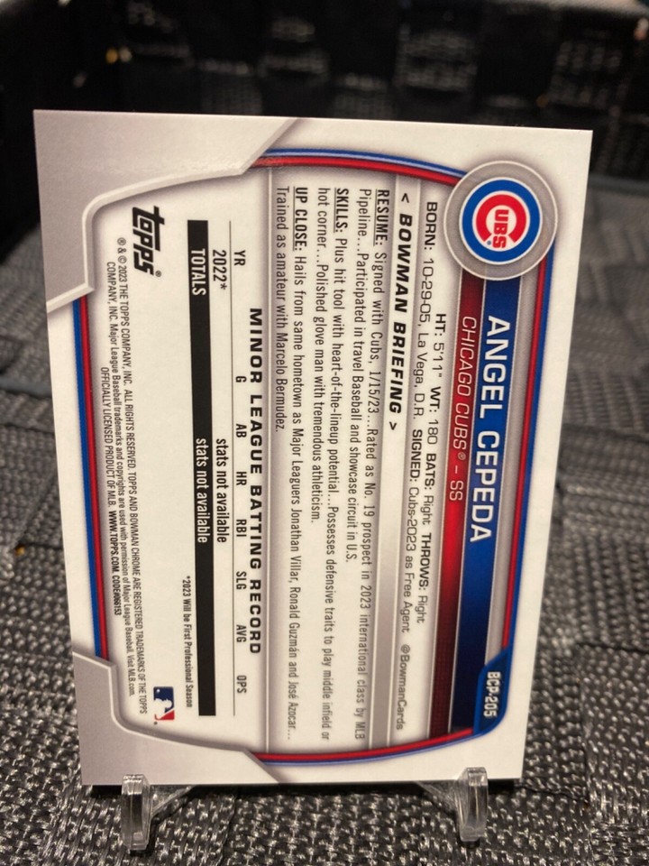 Angel Cepeda 2023 Topps Bowman Chrome Sapphire 1st Bowman Orange #/75 ...