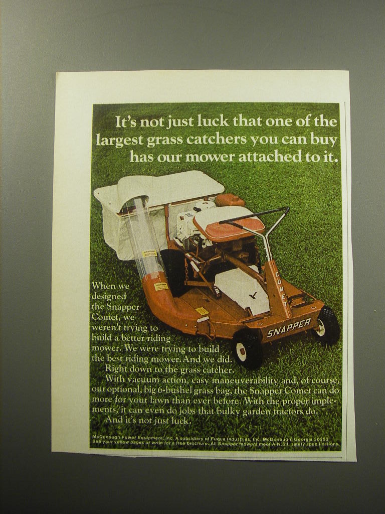 1972 Snapper Comet lawn mower Ad - It's not just luck | eBay
