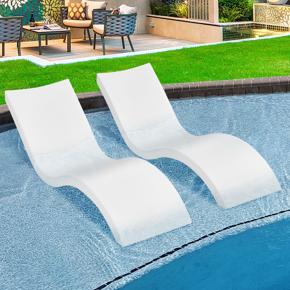 VEVOR in-Pool Lounge Chairs 2 PCS Chaise Lounger Inside Pool Sun Shelf ...