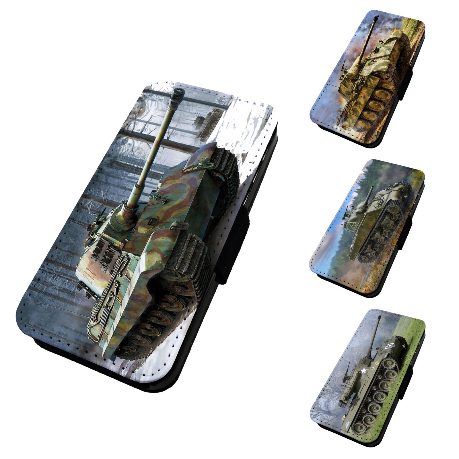 Printed Faux Leather Flip Phone Case Samsung - WW2 Tanks - Tiger ...