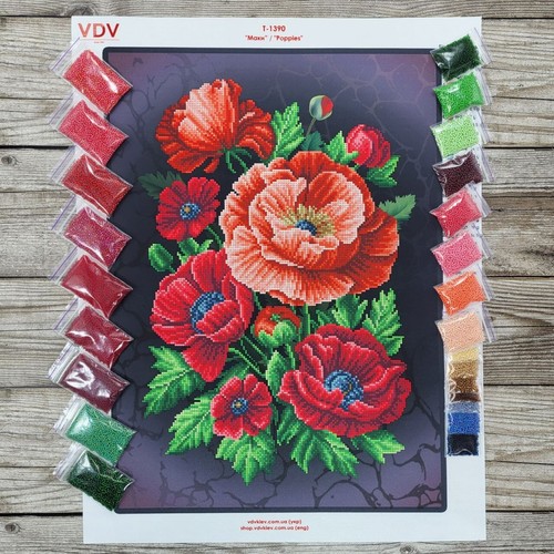 Bead Embroidery Kit Poppy DIY Craft Kit Bead Needlepoint t-1390 | eBay