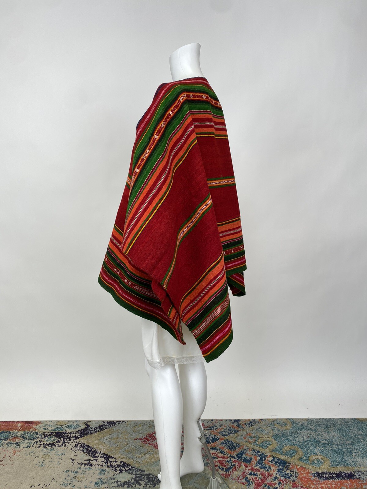 Antique Peruvian Kilim Poncho Hand Woven Alpaca Wool … - Gem
