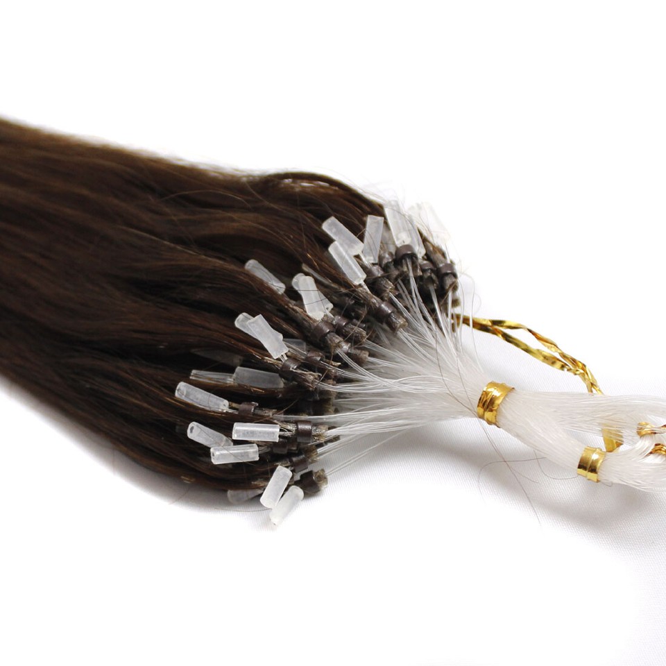 Micro Ring Loop Tip Remy Human Hair Extensions Straight Micro Beads ...