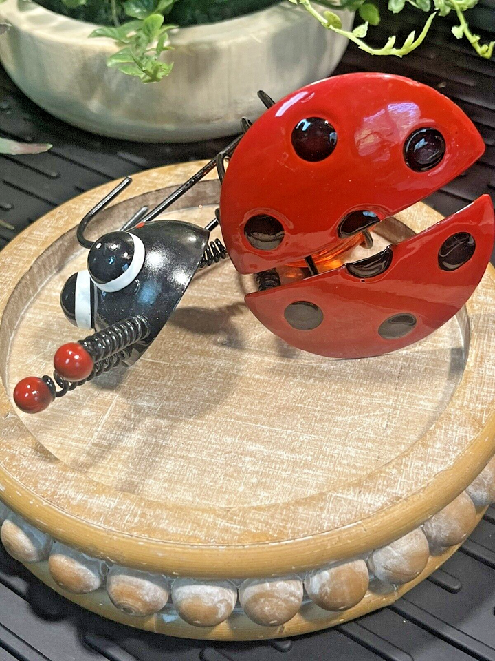 Ladybug WHIMSICAL Bug Eyed Ladybug Garden Statue Pot Sitter Plant ...