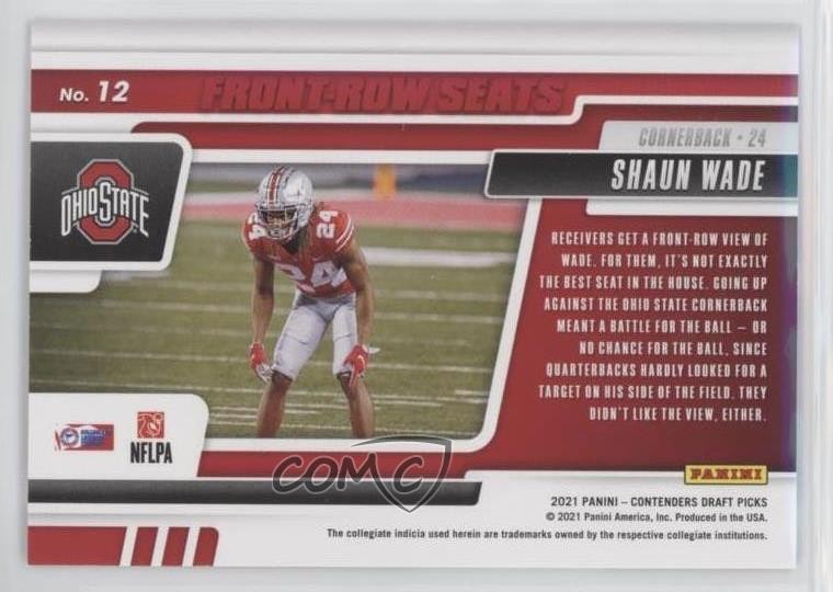 2021 Contenders Draft Picks Front Row Seats Green /49 Shaun Wade #12 ...